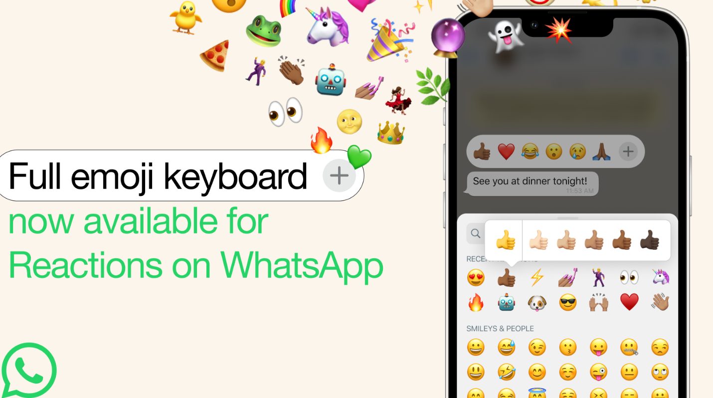 WhatsApp gets full emoji keyboard including skin tone selector and file ...